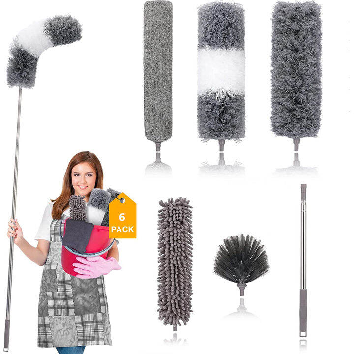 Microfiber Duster with Bendable Head Reusable Feather Duster Extra Long ...