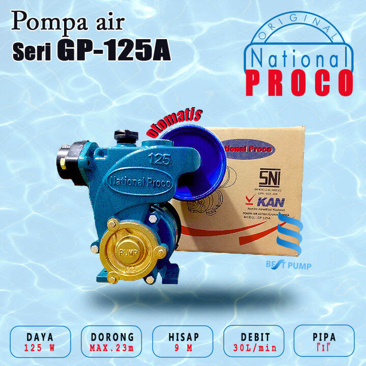 NATIONAL PROCO GP 125A Pompa Air Otomatis Sumur Dangkal Mesin Pendorong ...