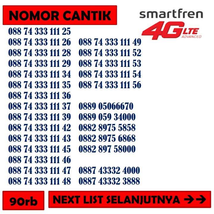 Smartfren 4G LTE Nomor Cantik Kartu Perdana Ribuan ABAB 90 | Lazada ...