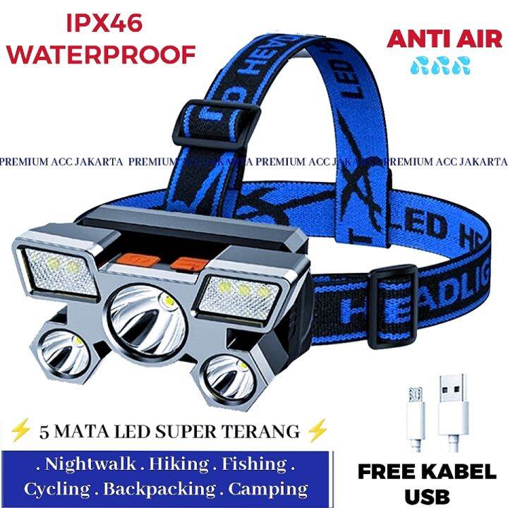 Senter Kepala Mini Head Lamp Led COB Rechargeable Plus Magnet / Senter ...