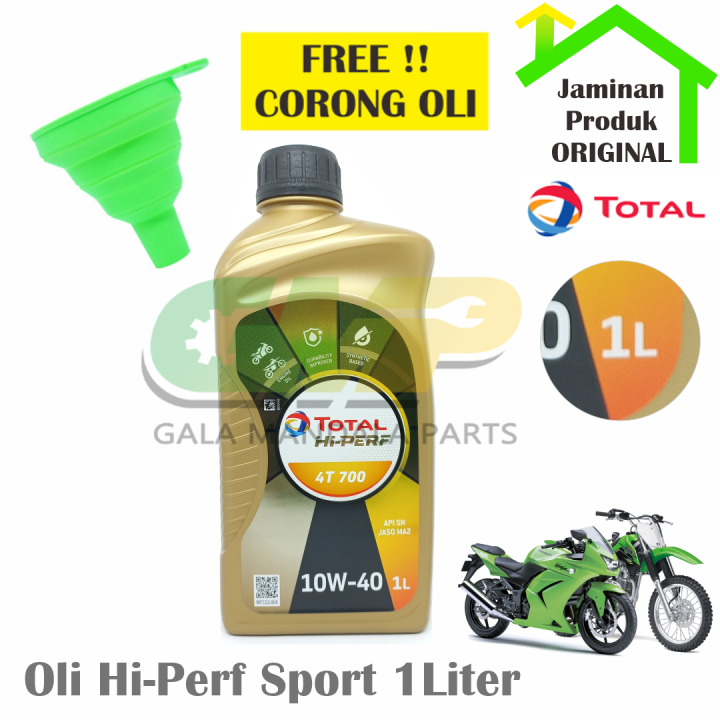 Oli Total Hi-Perf 4T 700 10W40 1Liter Oil Motor Bebek Sport Universal 1L | Lazada Indonesia