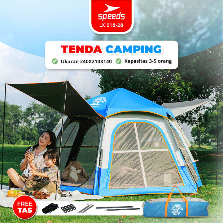 SPEEDS Tenda Camping Besar Otomatis Mendaki Gunung Piknik Portabel Muat ...