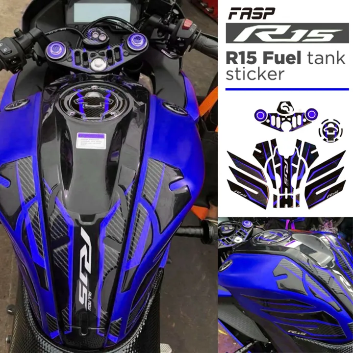 สำหรับYAMAHA YZF R15 V3 YZF-R15 V3รถจักรยานยนต์5Dคาร์บอนสติ๊กเกอร์ไฟ ...