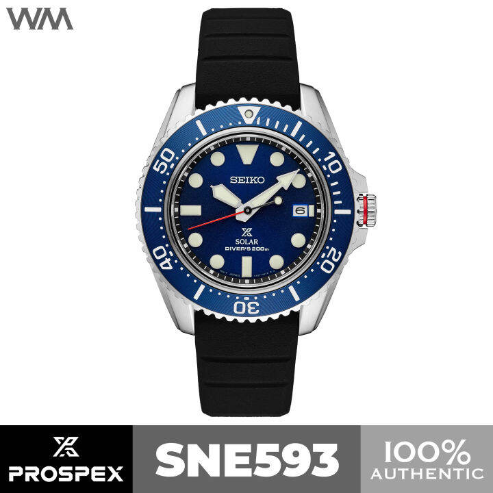 Seiko Prospex Solar Blue Dial 200m Diver Watch Silicone Strap SNE593 ...