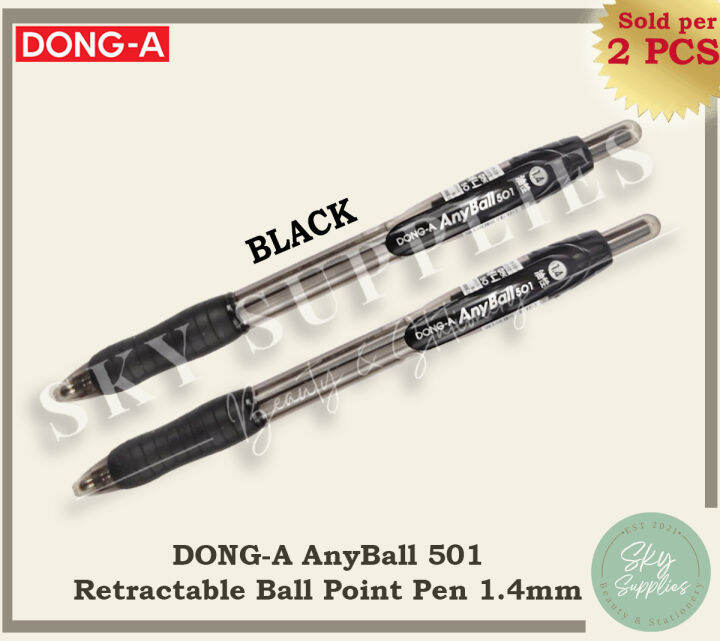 2pcs Dong-A Anyball Ballpoint Pen 1.0mm Black | Lazada PH