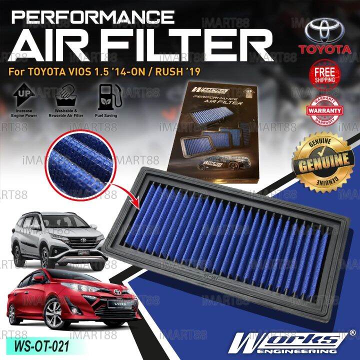 Works Engineering Air Filter Toyota Yaris Vios NCP150 NCP151 1.5 2014 ...