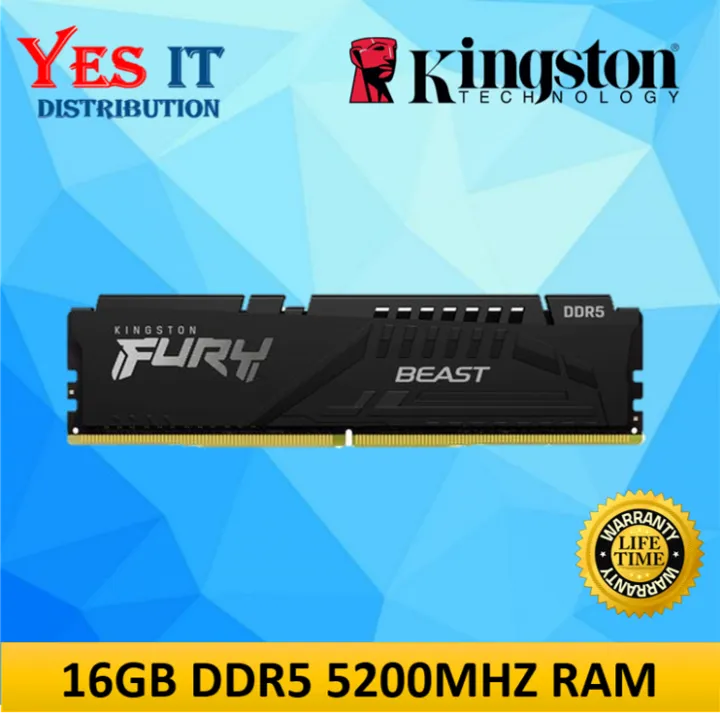 KINGSTON FURY BEAST 16GB DDR5 5200MHZ CL40 DESKTOP RAM (KF552C40BB-16) | Lazada