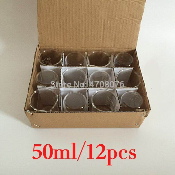 50Ml 12Pcs/Set Pyrex Beaker Borosilicate Glass Lab Glassware Chemical ...