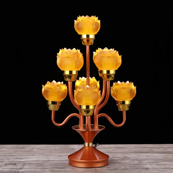 Coloured Glaze Lotus Led Lamp Colorful Light for Niche for Buddle 7/9 ...