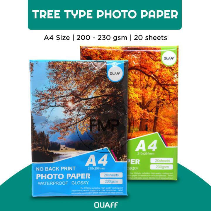 [FMP] QUAFF No Back Print Photo Paper Inkjet Glossy Photo Paper A4 Size 200gsm and 230gsm 20 ...