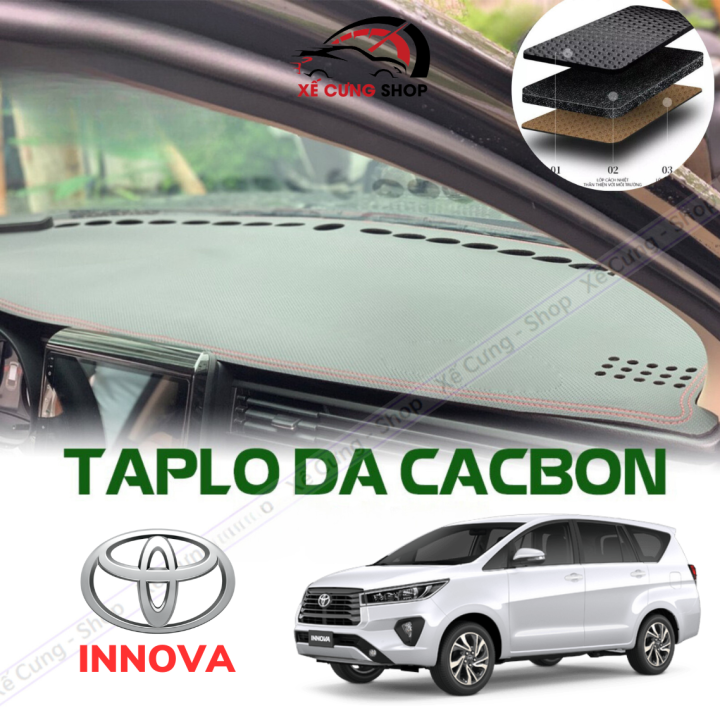 Thảm phủ taplo INNOVA 2006-2022, Taplo da vân carbon chống nóng đế ...