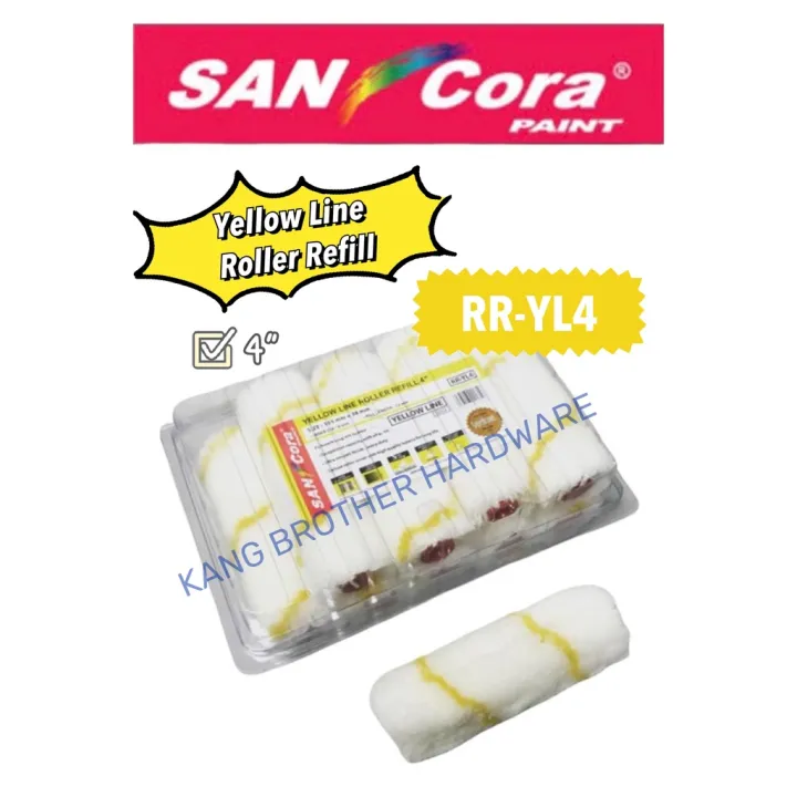 [100% ORIGINAL] SANCORA 4” YELLOW LINE ROLLER REFILL (10PCS/PACK) | Lazada