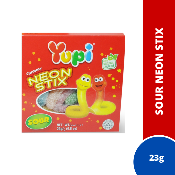 Yupi Sour Neon Stix Gummy 23g | Lazada