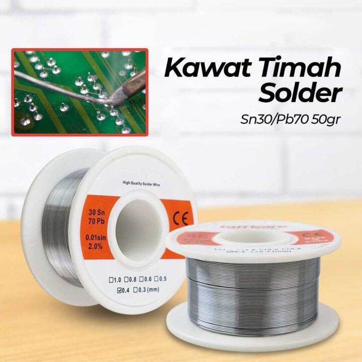 Kawat Timah Solder Las Sn30/Pb70 50gr Penyambung Komponen Elektronika ...
