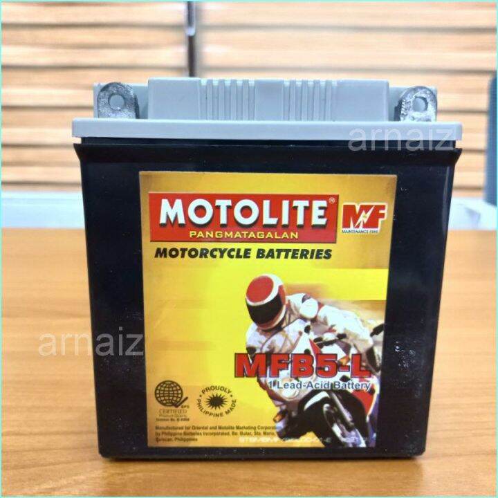 Motolite MFYB5L Maintenance Free Motorcycle Battery 12N5-3B MFB5-L YB5L ...
