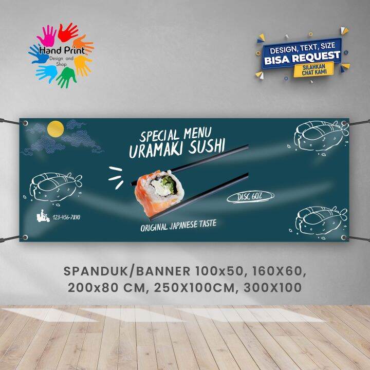 SPANDUK BANNER Sushi Makanan Jepang Kimbab Bisa Request Desain | Lazada ...