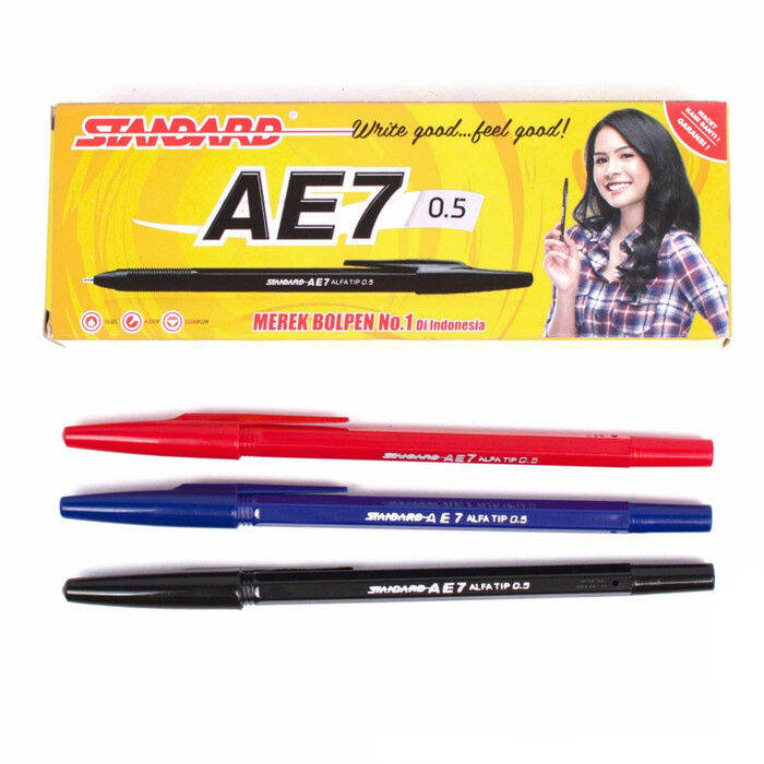 Standard Ballpoint AE7 0.5 Biru - 12 Pcs | Lazada Indonesia