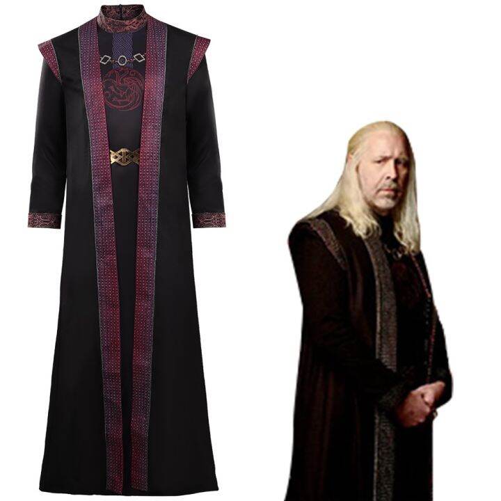 2023 HOT Viserys Targaryen Cosplay Costume Men Outfits Black Robe ...
