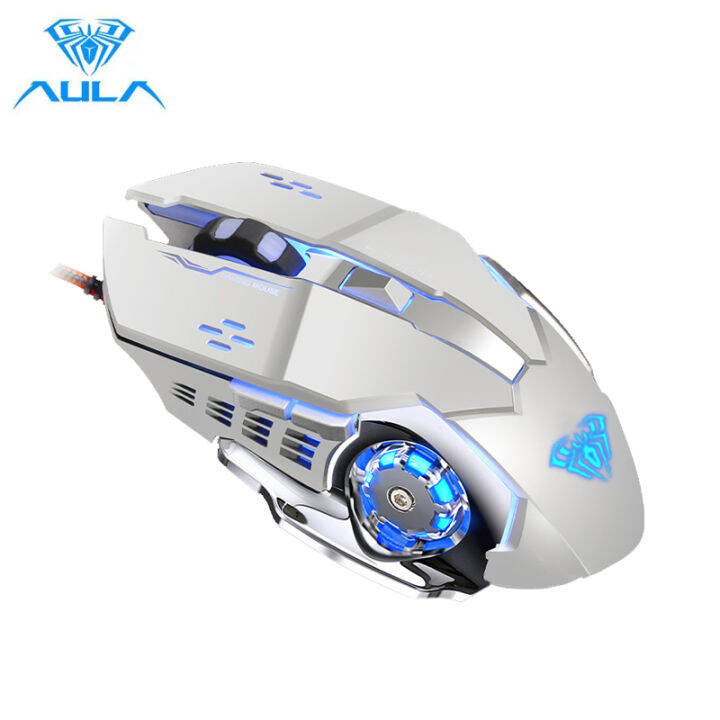 Aula S20 Wired Mouse Programmable 2400DPI Optical Ergonomic Gaming Mouse with 4-Color Breathing ...