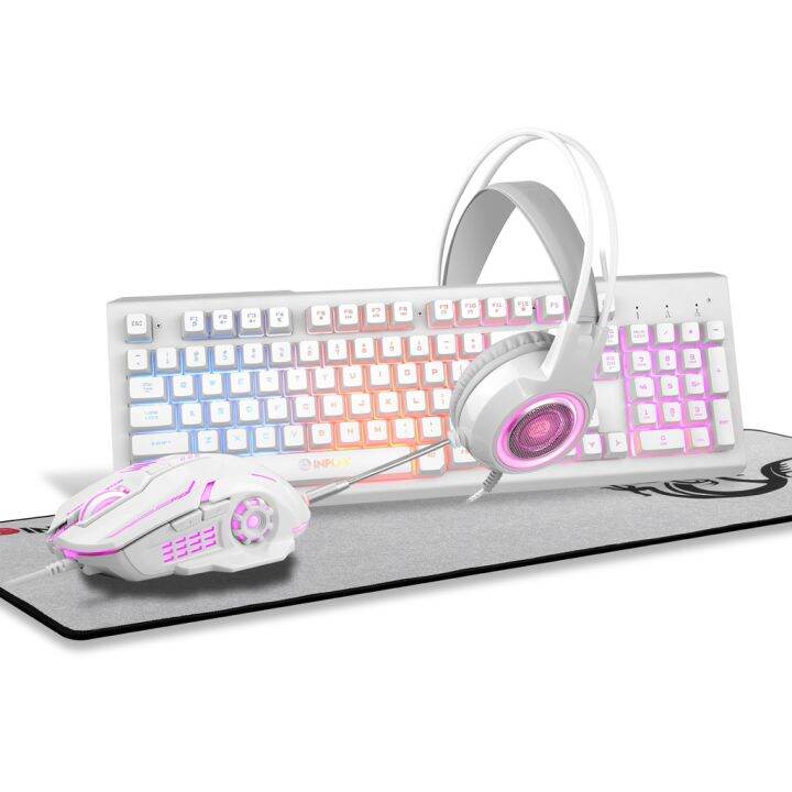 Metoo Keyboard Set Game STX540 4EN1 BUNDLE WHITE backlit keyboard and ...