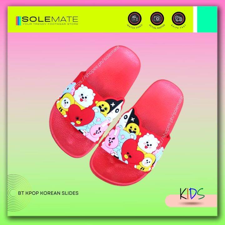 【SALE 30-35】BT KPOP KOREAN SLIPPER SLIDES FOR KIDS | Lazada PH