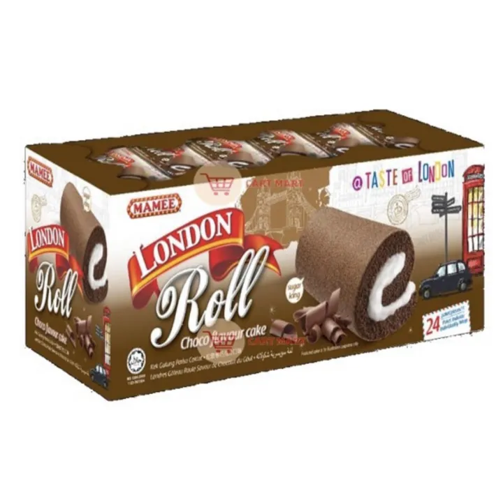 LONDON Roll Choco flavour cake 18g x 24pcs ขนมเค้กโรล รสช็อกโกแลต ...