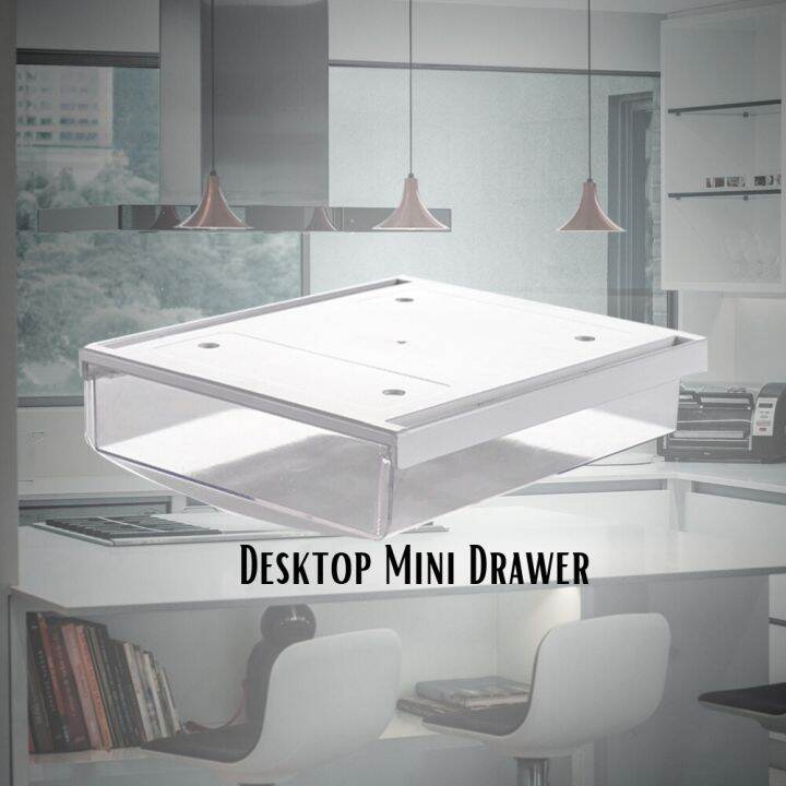 Desktop Mini Drawer Hidden Under Table Pull Out Storage Tray Space ...