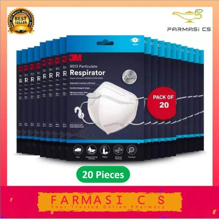 3M 9513 Particulate Respirator KN95 20 Pieces [ PM 2.5 Respirator, Face ...