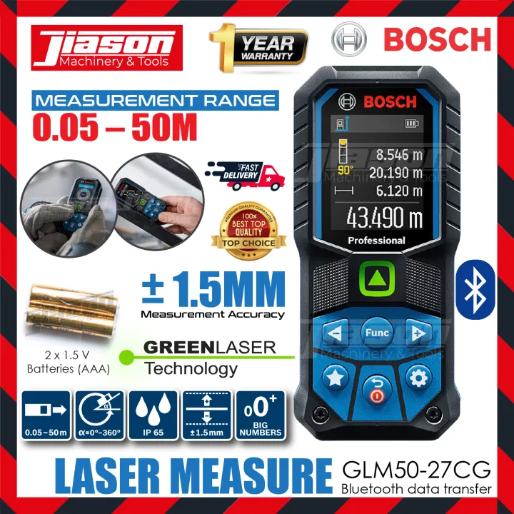 BOSCH GLM 50-27 CG / GLM 50-27CG / GLM50-27CG Laser Measure Machine (Green Laser Light) | Lazada