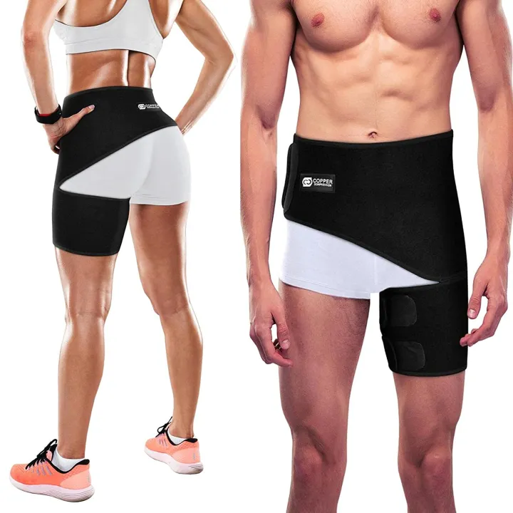 Copper Compression Groin Thigh Sleeve Hip Support Wrap. Adjustable ...