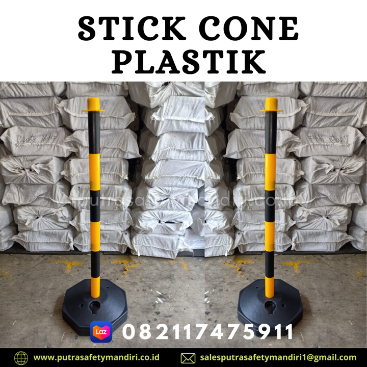 STICK CONE BASE PLASTIK PORTABLE TIANG BOLLARD JALAN TINGGI 80 CM BISA ...