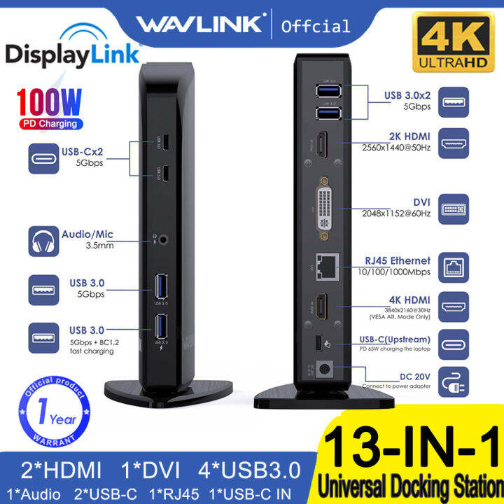 WAVLINK 13-In-1 แท่นวาง USB C,Triple Monitors extension hub พร้อมการ ...