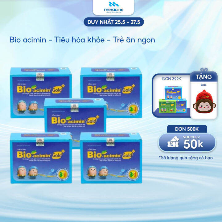 Combo 5 Cốm Vi Sinh Bio acimin Gold Hỗ Trợ Tiêu Hóa, Kích Thích Ăn Ngon ...