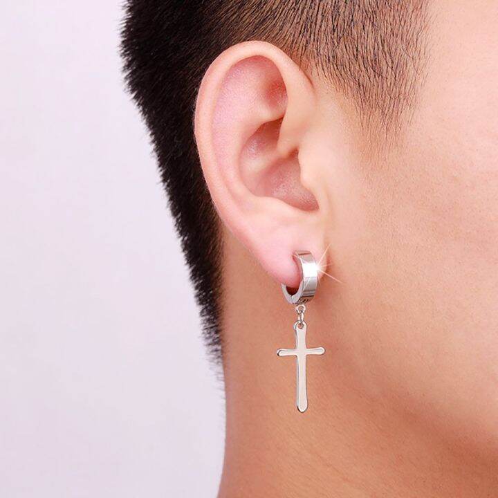 Earings for men hikaw for boys Unisex Non-Piercing Earring Cross Clip ...