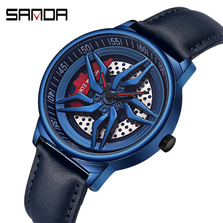 SANDA Luxury Men's Fashion Watch Stainless Steel Rim Hub 360° Spinning ...