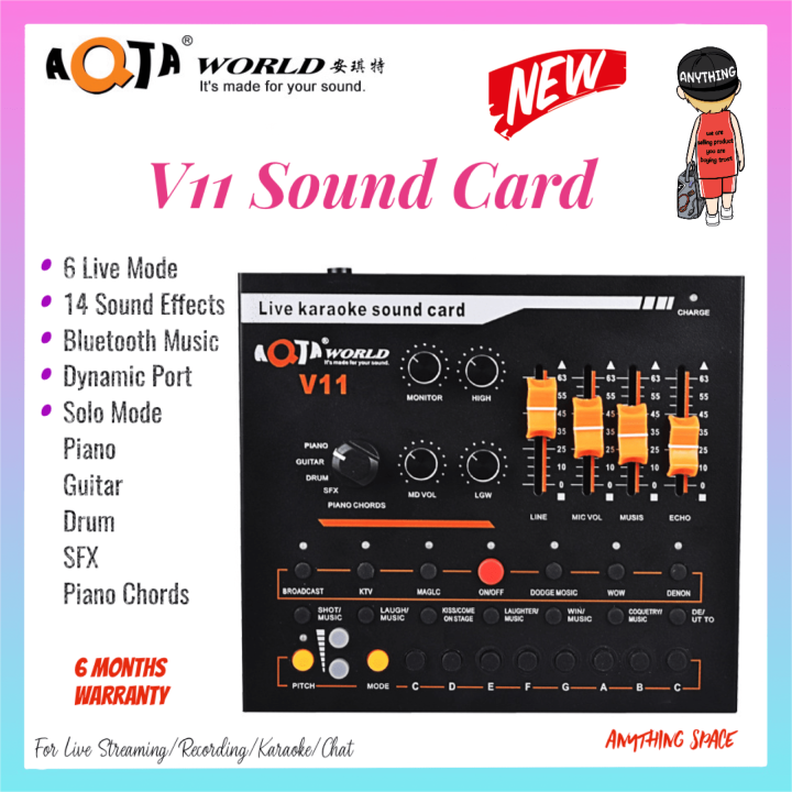 AQTA World V11 Sound Card Live Karaoke Live Streaming Broadcast Professional Sound Card For Pc ...