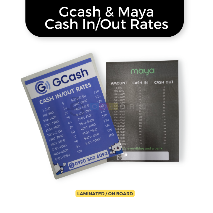 Gcash/Maya Rates: Laminated or on Board | Lazada PH
