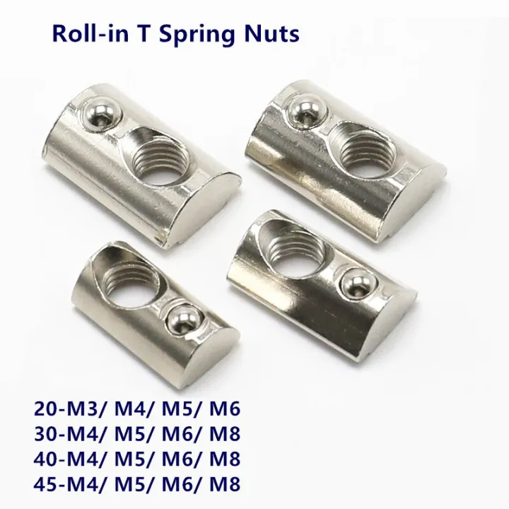 M3 M4 M5 M6 M8 Roll-In Slot Nut T-Nut Half Round Ball Elasticity T Spring Nut Nuts For EU 2020 ...