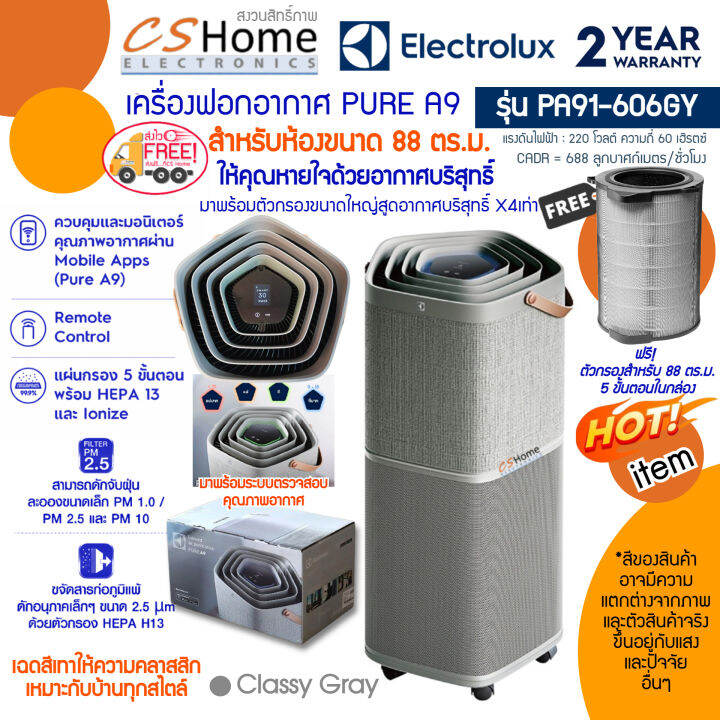 ส่งฟรี ELECTROLUX เครื่องฟอกอากาศ รุ่น PA91-606G Pure A9 พร้อมตัวกรอง 5 ขั้นตอน สำหรับห้องขนาด ...