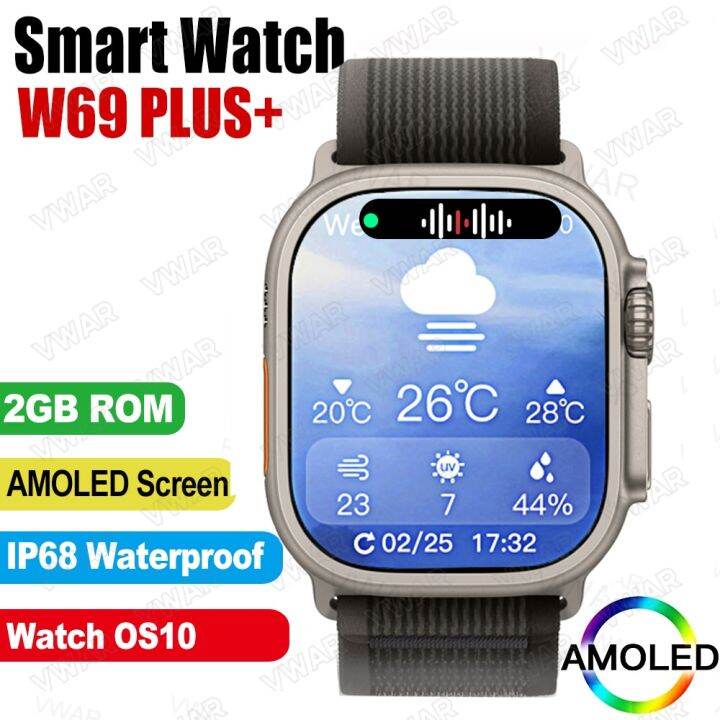 VWAR Ultra W69 Plus + Smart Watch 2.2 นิ้ว AMOLED 2GB Local Music GPS Track NFC Sport Fitness ...