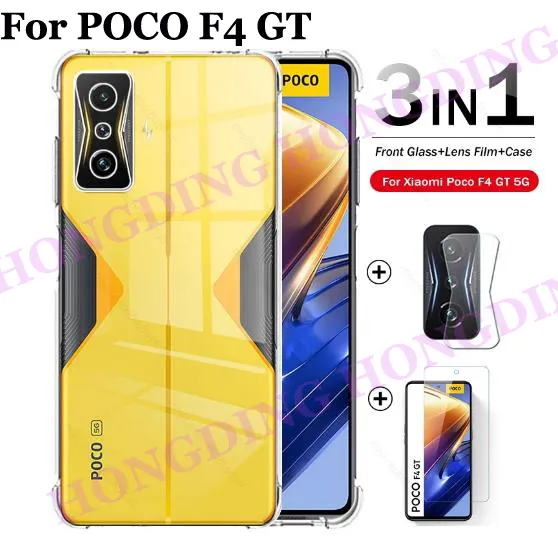 【ผลิตภัณฑ์ใหม่】1to3ซิลิโคนใสนุ่มครอบสำหรับ Xiaomi Poco F4 Gt 5G Nfc เคส ...