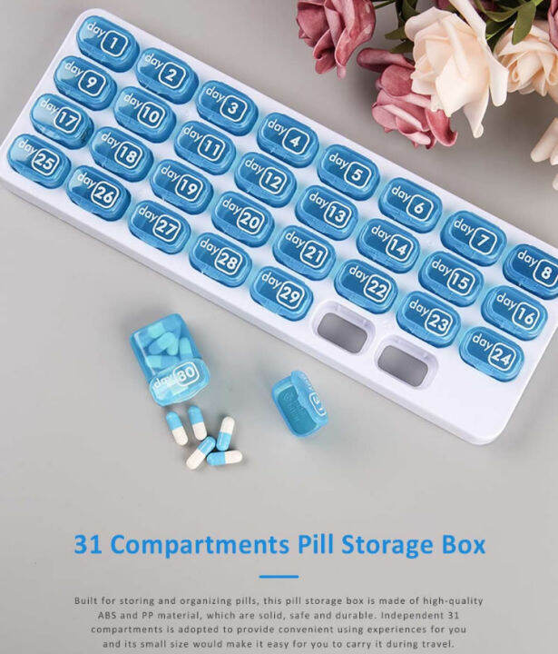 Keyboard Model Monthly Pill Dispenser with 31 Compartments, Portable ...