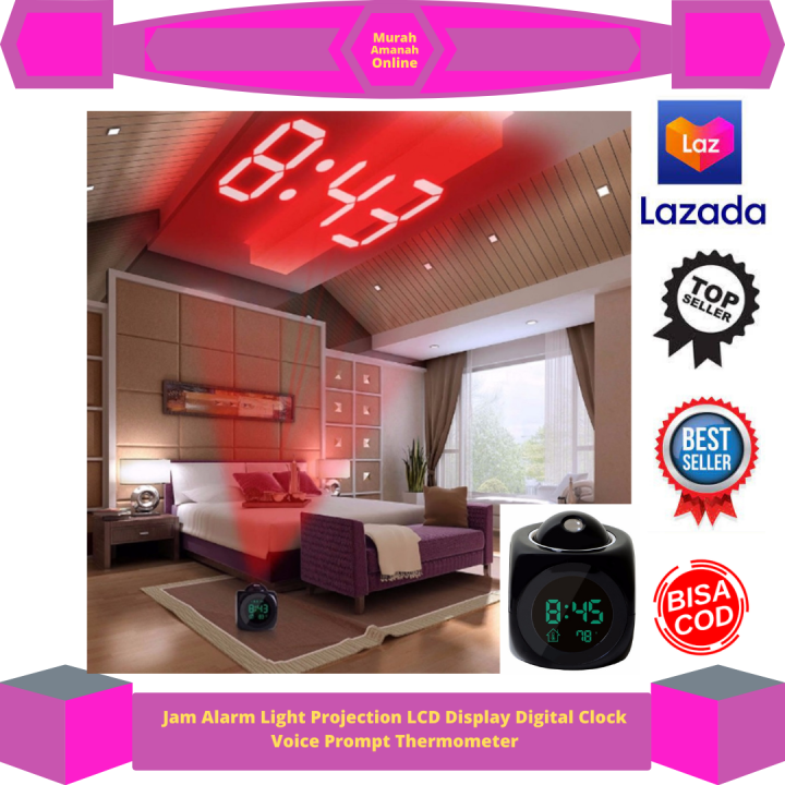 Jam alarm proyektor dinding ataupun atap / Jam Alarm Light Projection ...