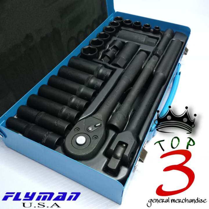 Flyman 24 Pcs. 3/8 Drive Socket Wrench Set 6 Point (Hex Type) | Lazada PH