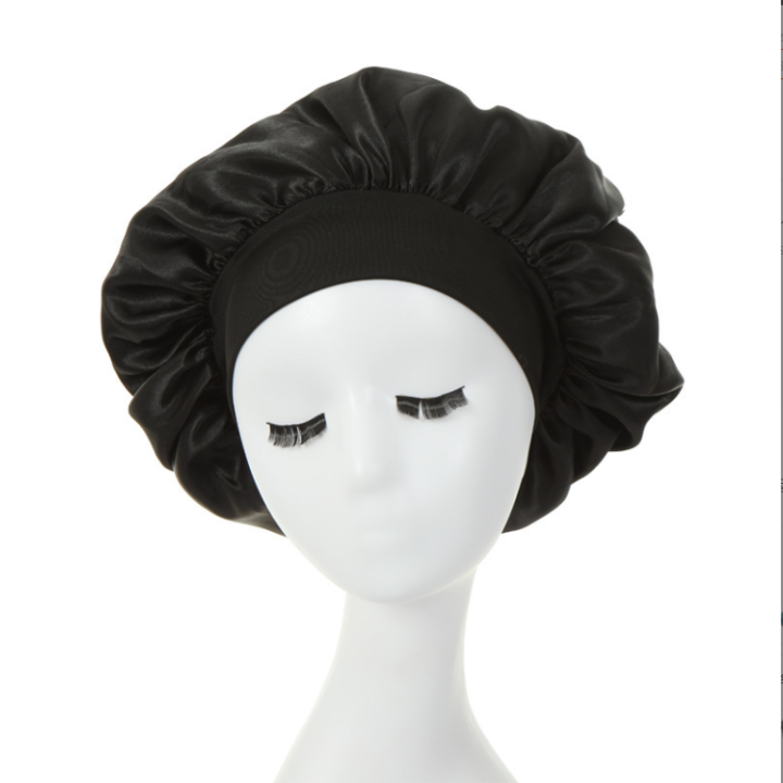 High Elasticity Sleep Cap Long Hair Care Women Sleep Hat Silk Head Wrap ...