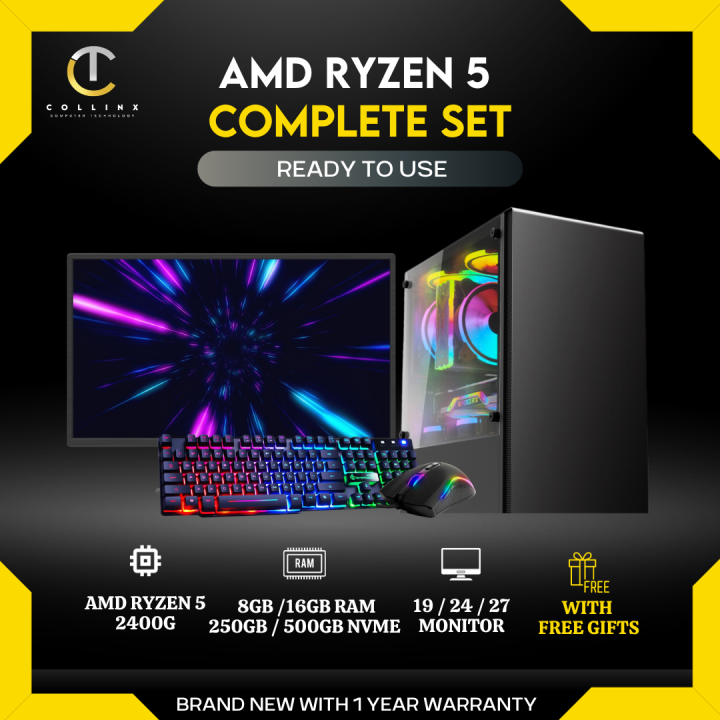 [ COMPLETE PC SET C ] AMD Ryzen 5 2400G CPU Desktop Package with Built ...