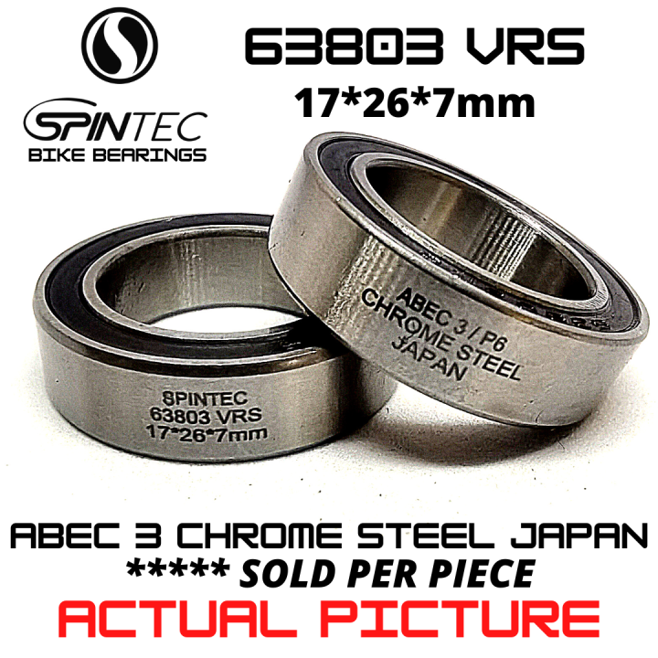 SPINTEC 63803 VRS Japan Chrome Steel Rubber Sealed Bearings for Full ...