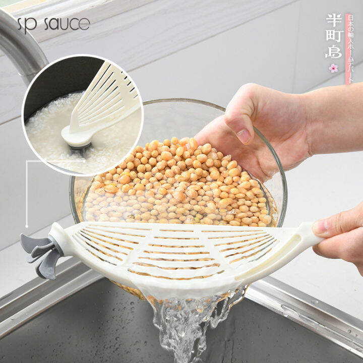 Drain Washing Rice Sieve Funnel Strainer Plastic Drain Basket Wash Rice ...