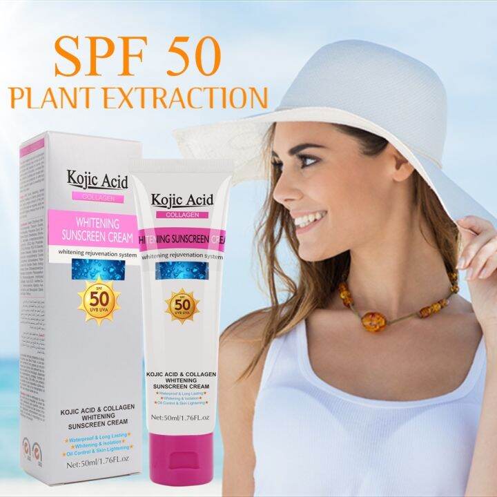 Waterproof Brightening Kojic Acid Collagen Whitening Sunscreen Cream ...