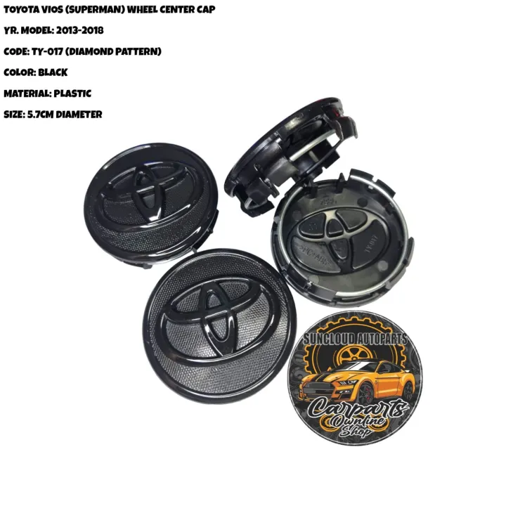 Toyota Vios Center Cap / Superman / 2013-2018 / Black | Diamond Pattern ...